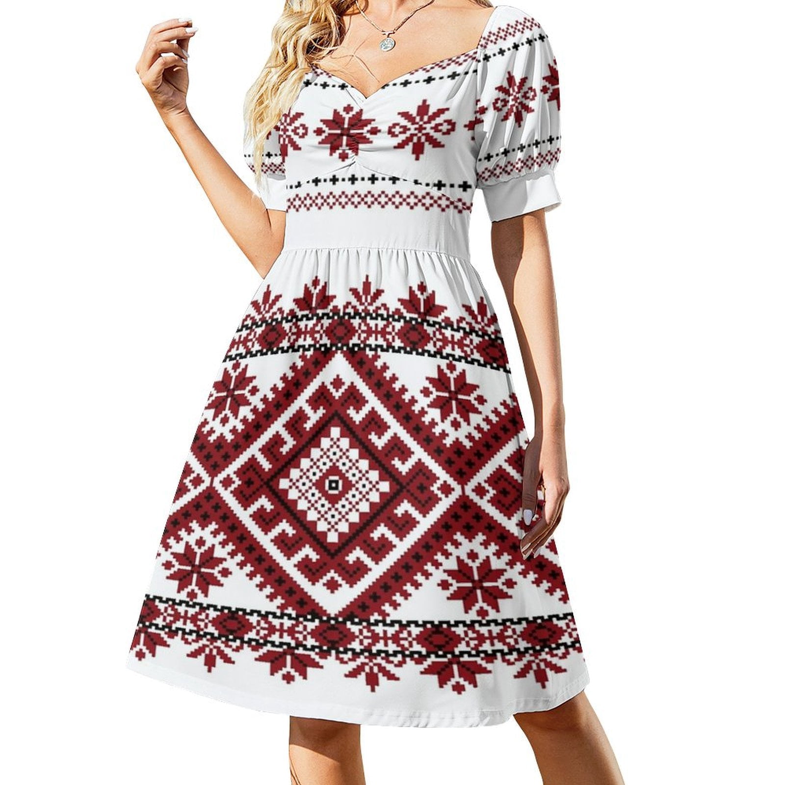 Bohemian Style Embroidery Short Sleeve Dress Clothes Women's Summer ...