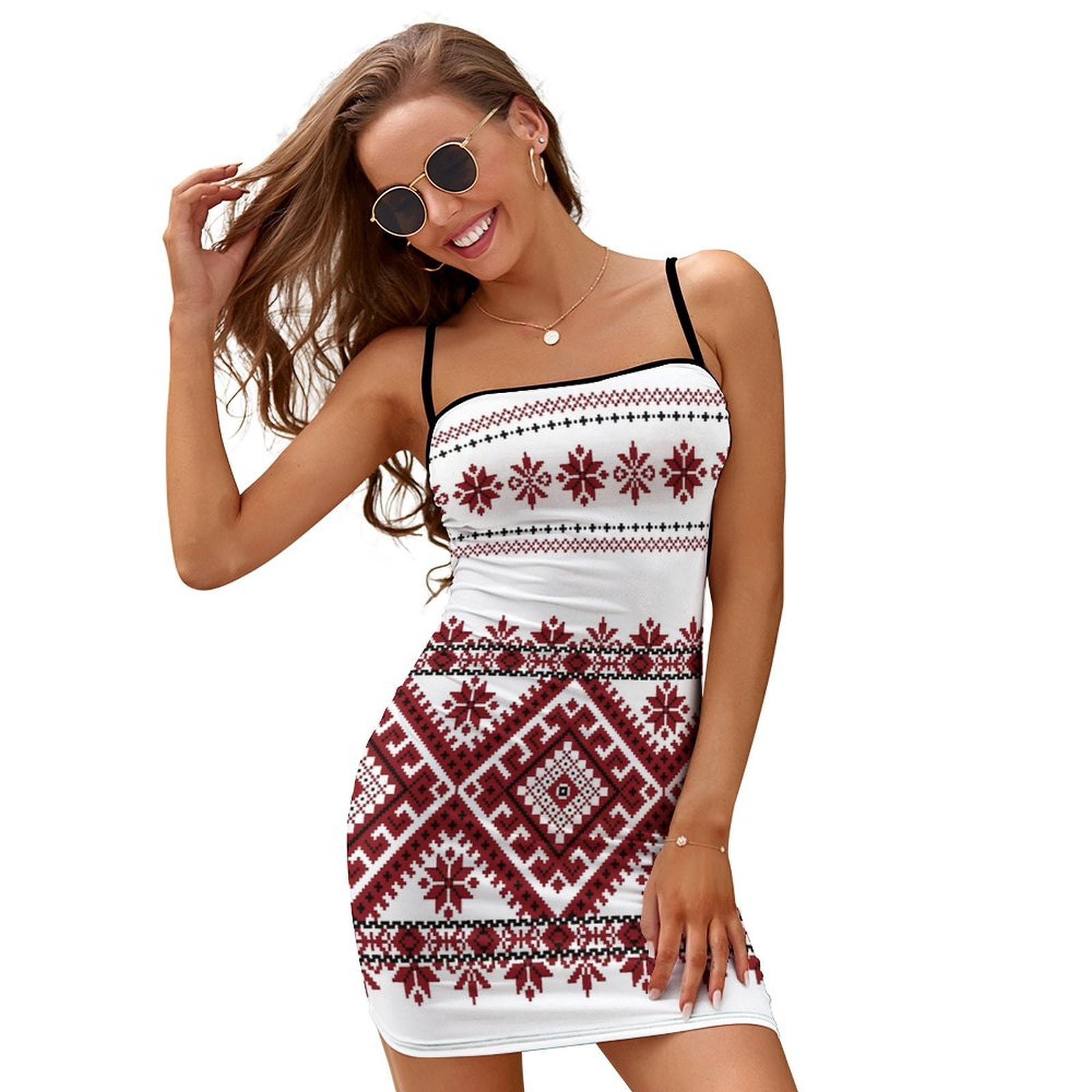 Bohemian Style Embroidery Women's Sleeveless Spaghetti Strap Mini Short ...