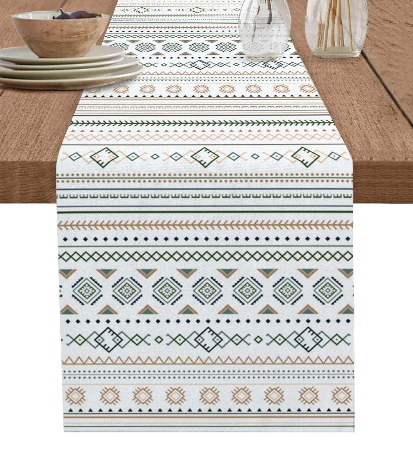 Bohemian Style Geometric Shapes Table Runner Wedding ration Holiday ...