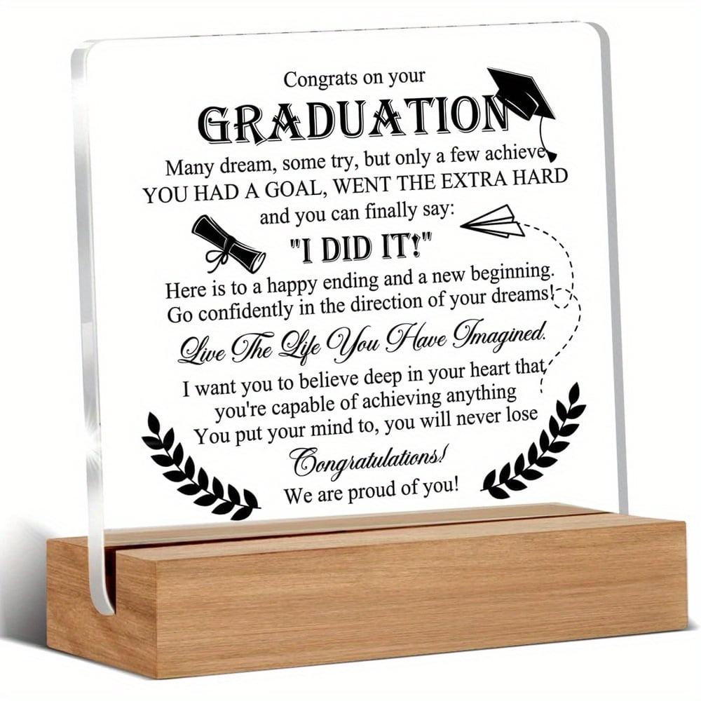 Bohemian Style Graduation Acrylic Plaque "I Did It" Motivational Desk ...