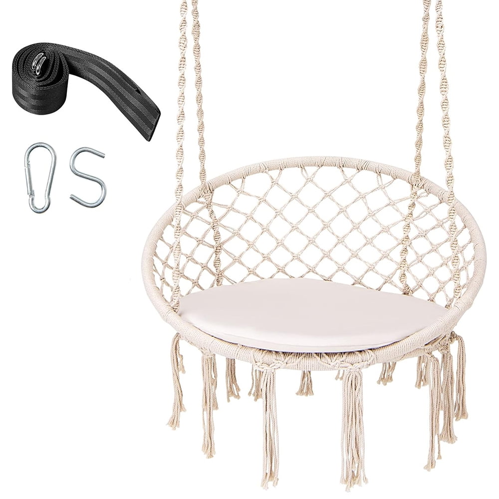 Bohemian Style Hanging Macrame Lounge Chair, Hammock Swing Chair w ...