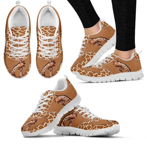 Bohemian Style Lace-up Shoes Cartoon Giraffe Print White Platform ...