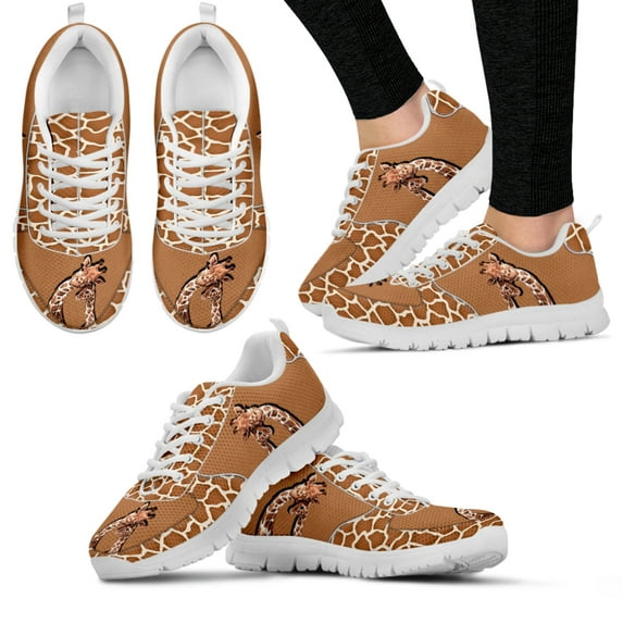 Bohemian Style Lace-up Shoes Cartoon Giraffe Print White Platform ...