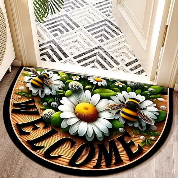 Bohemian Style Non-Slip Half Moon Door Mat Bath Mat Anti-Slip Quick-Dry ...