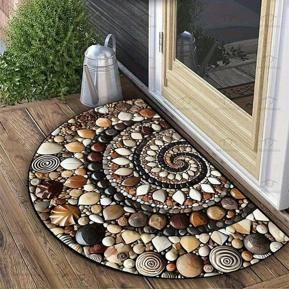 Bohemian Style Non-Slip Half Moon Door Mat Bath Mat Anti-Slip Quick-Dry ...