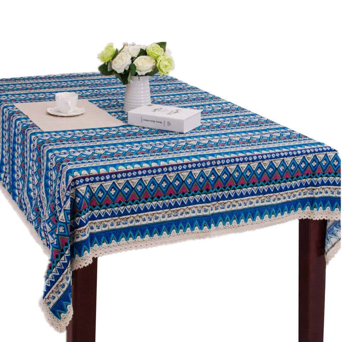 Bohemian Style Square Tablecloth Cotton Linen Lace Boho Table Cloth for ...