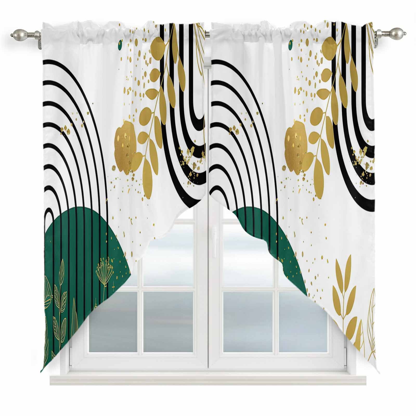 Bohemian Style Swag Curtain Valance for Window 2 Panels Abstract Art ...