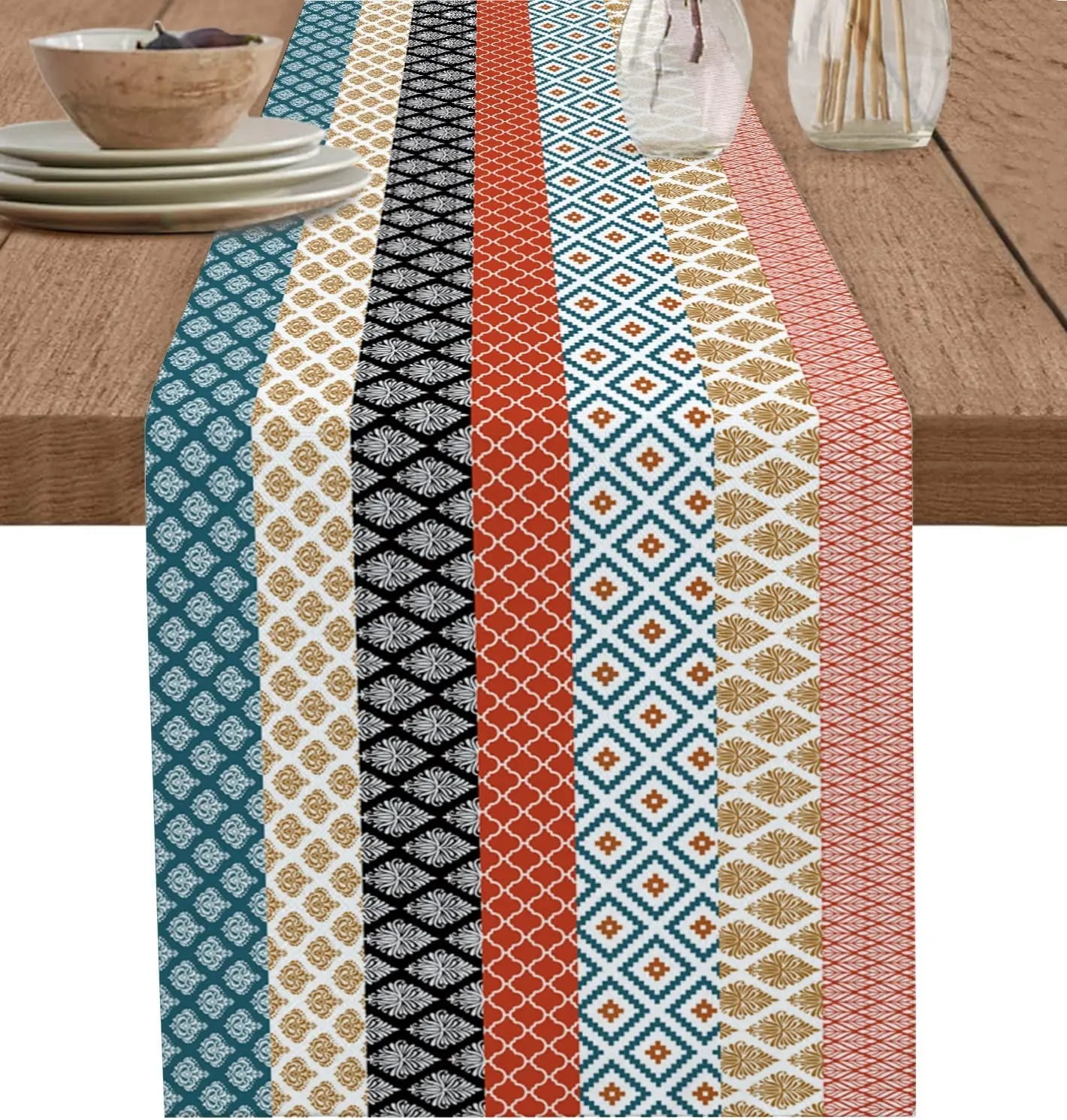 Bohemian Style Table Towel Geometric Stripe Tribal Vintage Bohemian ...