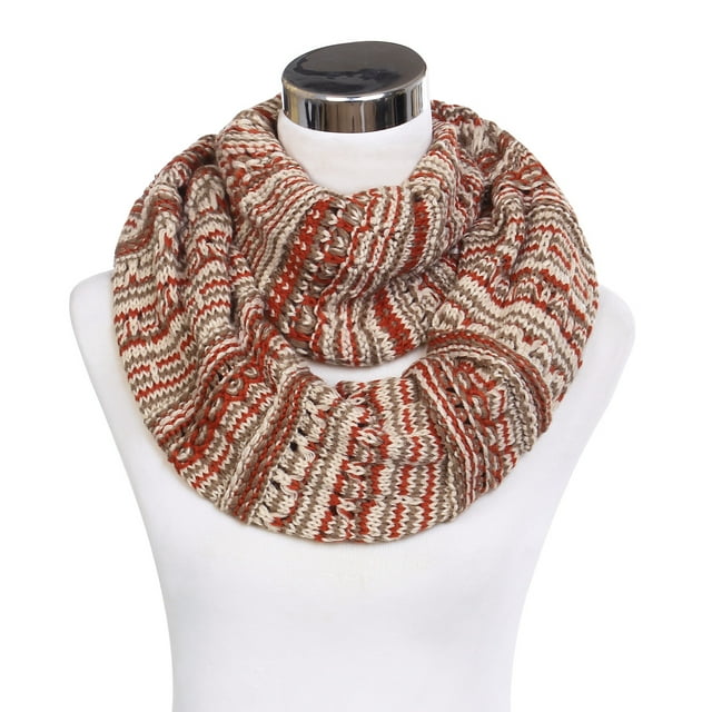 Bohemian Style Three Tone Winter Knit Warm Infinity Circle Scarf ...