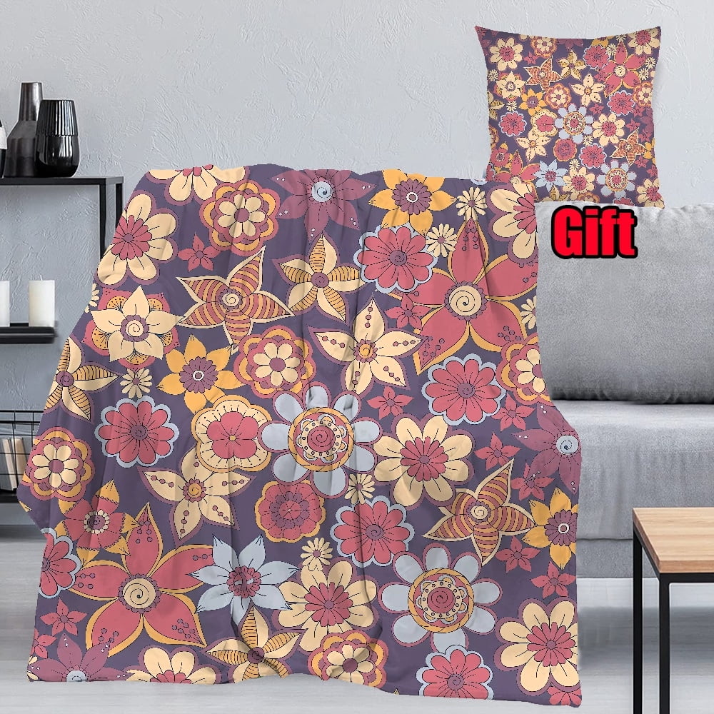 Bohemian Style Throws Blanket With Pillow Cover For Office, Bed, Sofa ...