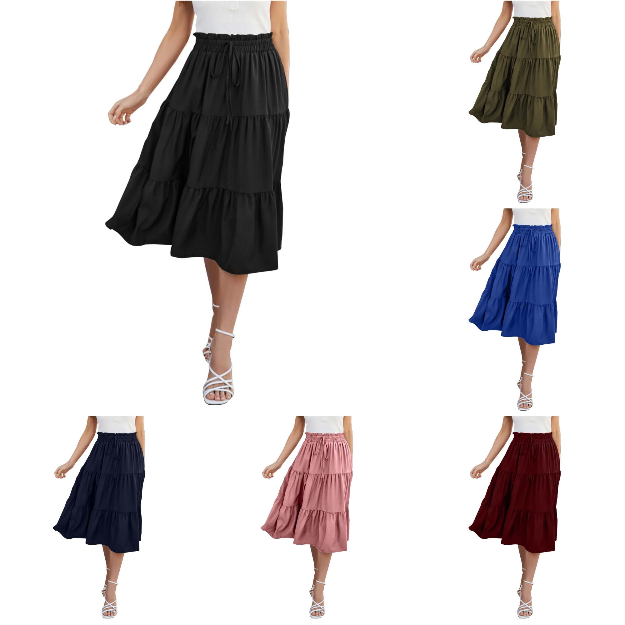 Bohemian Style Tiered Flared Midi Skirt for Women Flowing A Line Skirt ...