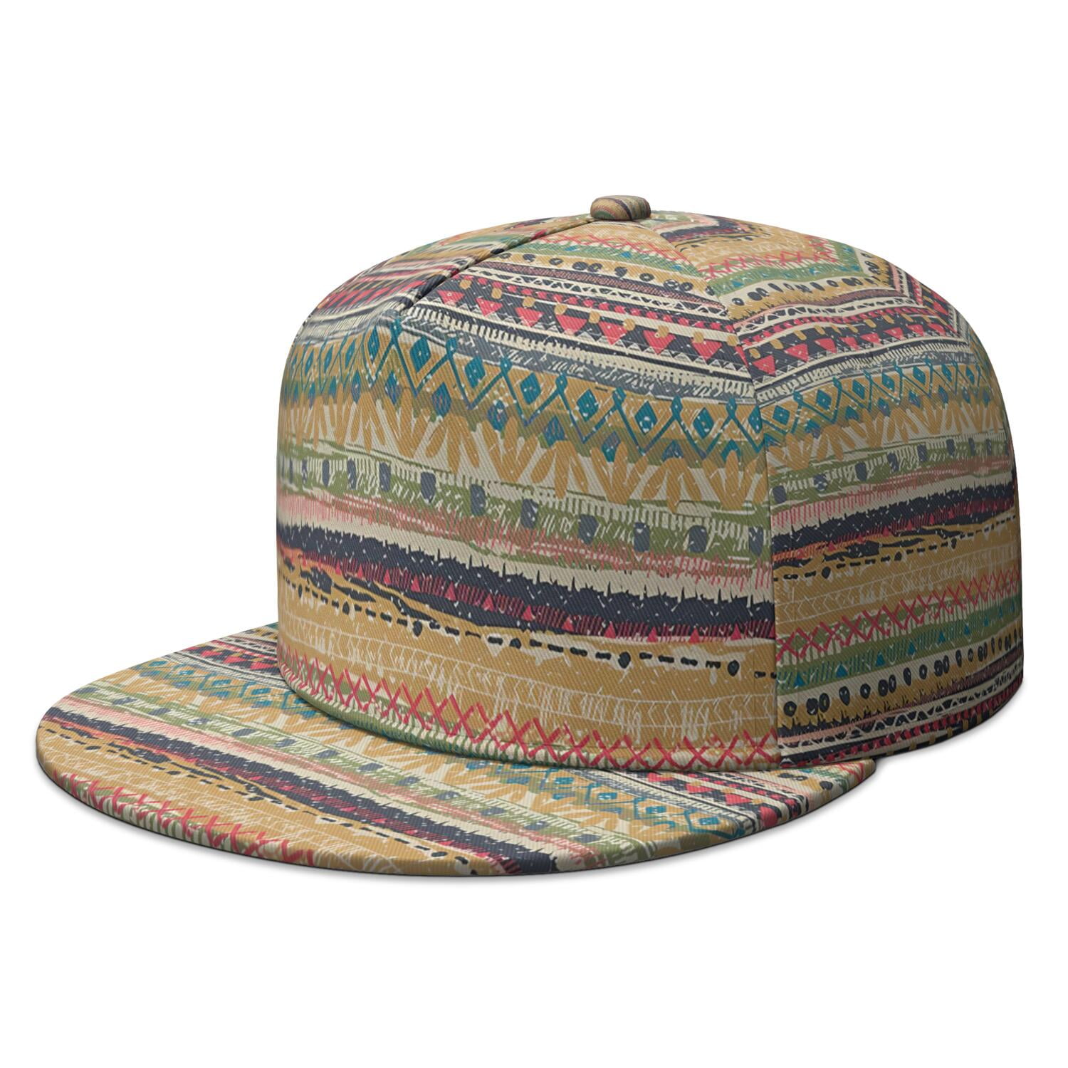 Bohemian Style Trucker Cap - Vintage Fashion Geometric Print, Flat Brim ...