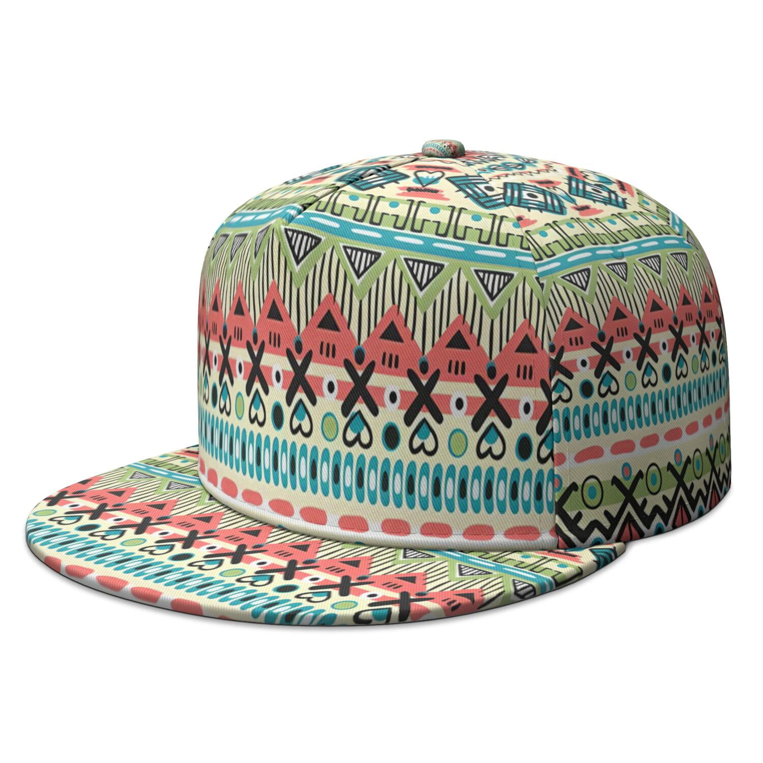 Bohemian Style Trucker Cap - Vintage Fashion Geometric Print, Flat Brim ...