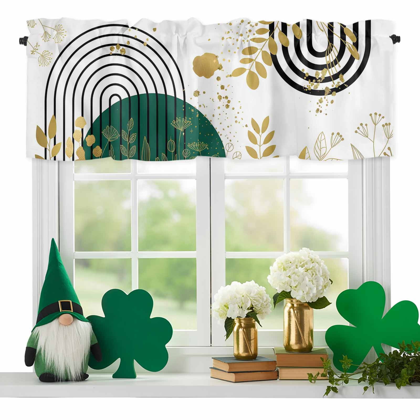 Bohemian Style Valances for Windows, Abstract Art Rod Pocket Valance ...