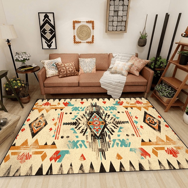 Bohemian Style Yellow Fluffy Carpet Living Room Bedroom Bedside Large ...