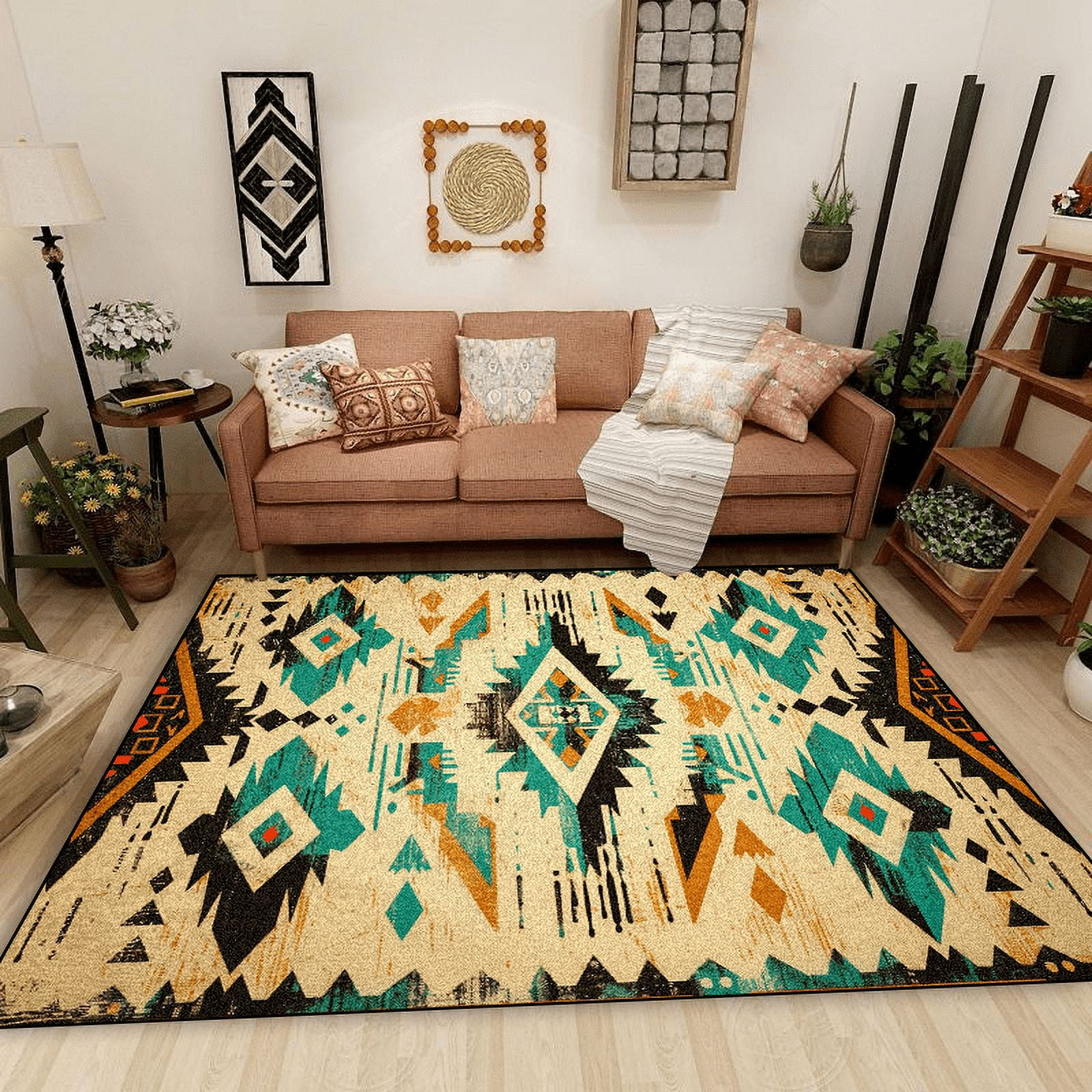 Bohemian Style Yellow Fluffy Carpet Living Room Bedroom Bedside Large ...