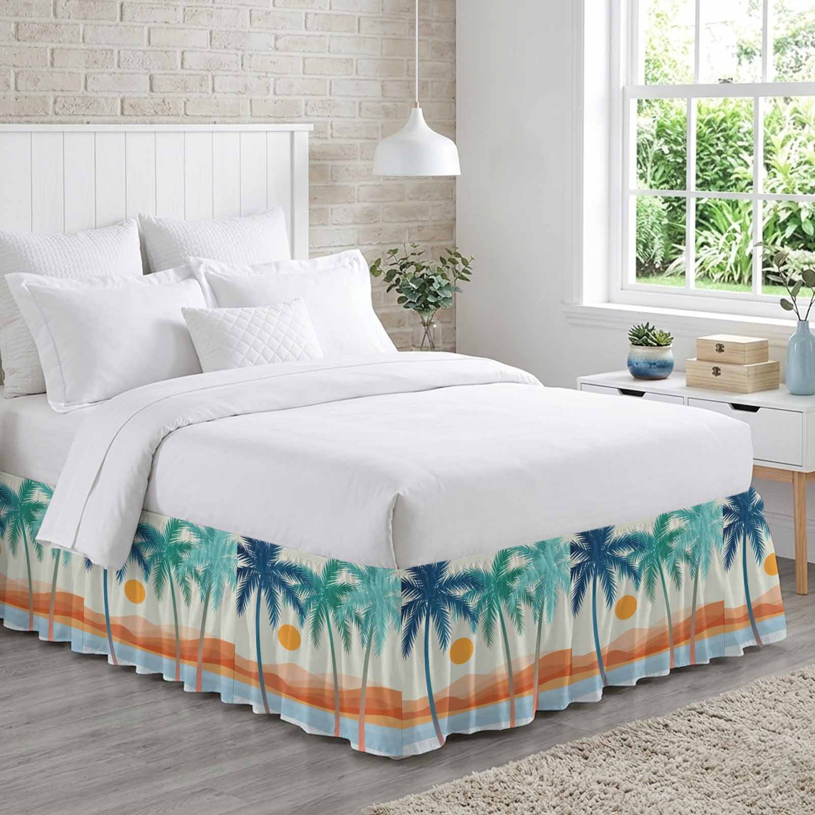 Bohemian Summer Beach Bed Skirt California King Size 16 Inch Drop ...