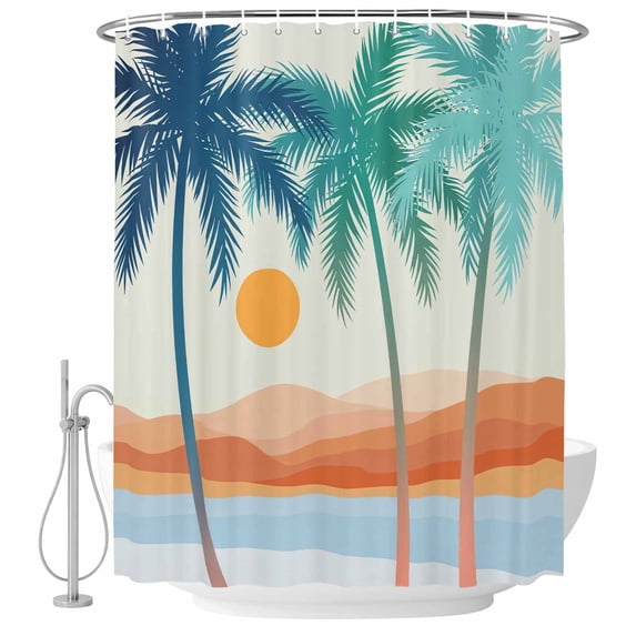 Bohemian Summer Beach Shower Curtain for Bathroom, Mount Coconut Tree ...