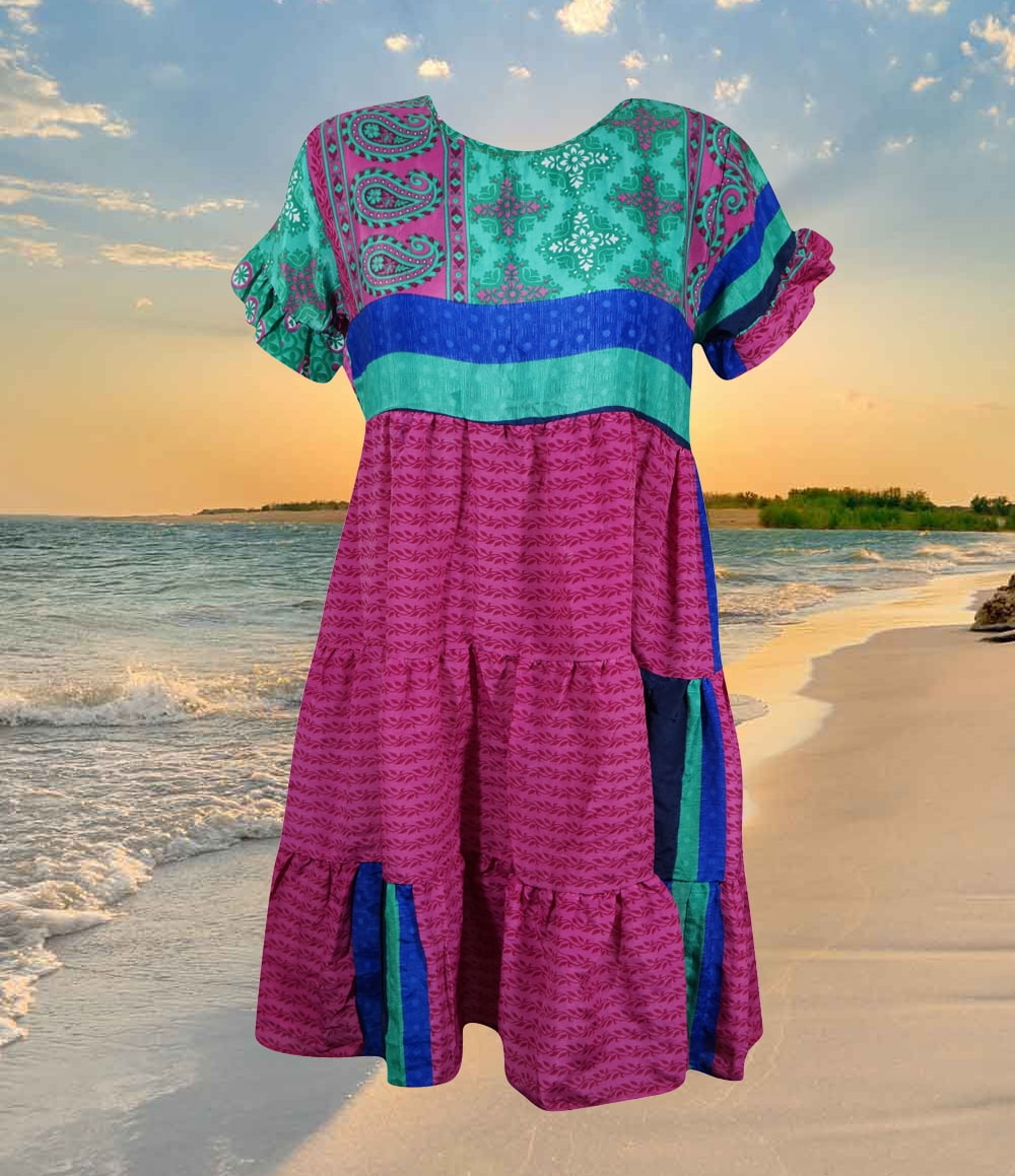 Bohemian Summer dress, Fuchsia Pink Short Dresses for Women, Shift ...