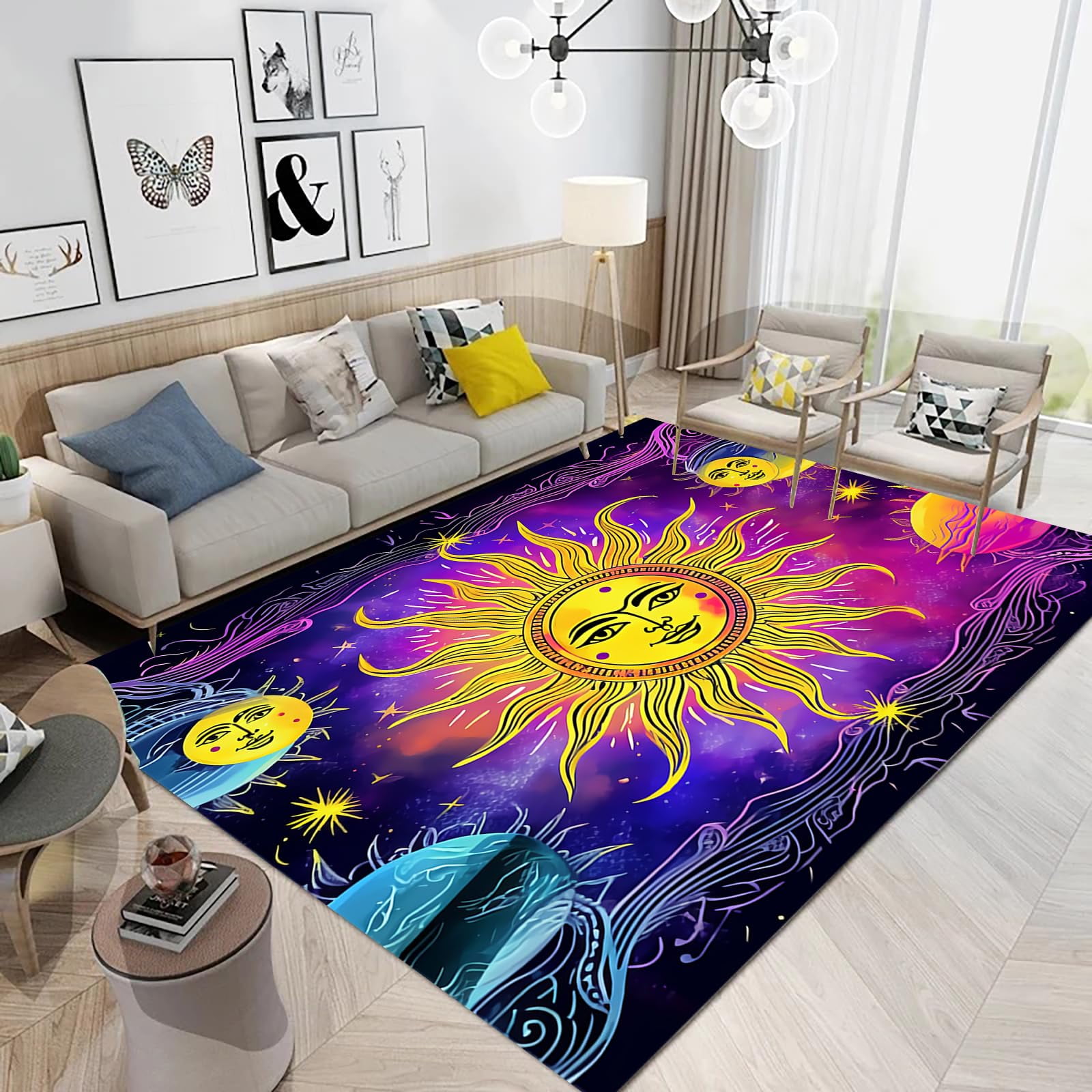 Bohemian Sun And Moon Carpet Galaxy Doormat Celestial Star Bathroom Rug ...