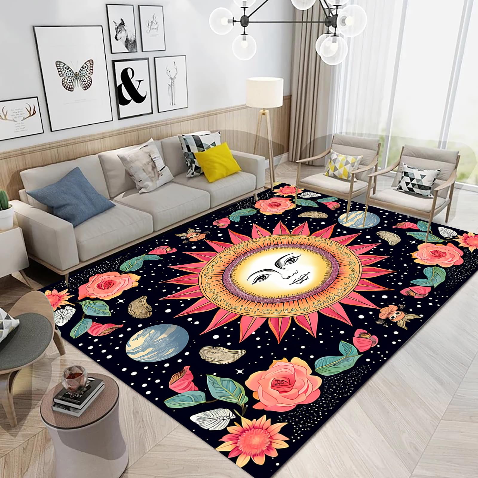 Bohemian Sun And Moon Carpet Galaxy Doormat Celestial Star Bathroom Rug ...