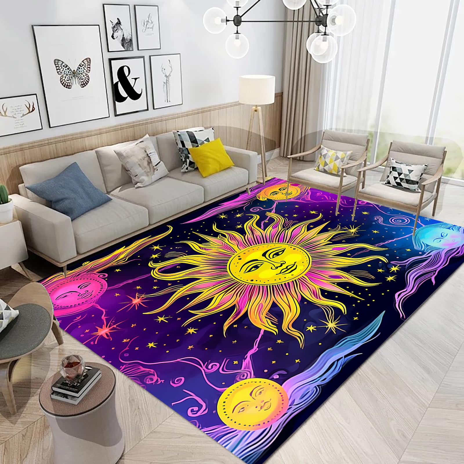 Bohemian Sun And Moon Carpet Galaxy Doormat Celestial Star Bathroom Rug ...