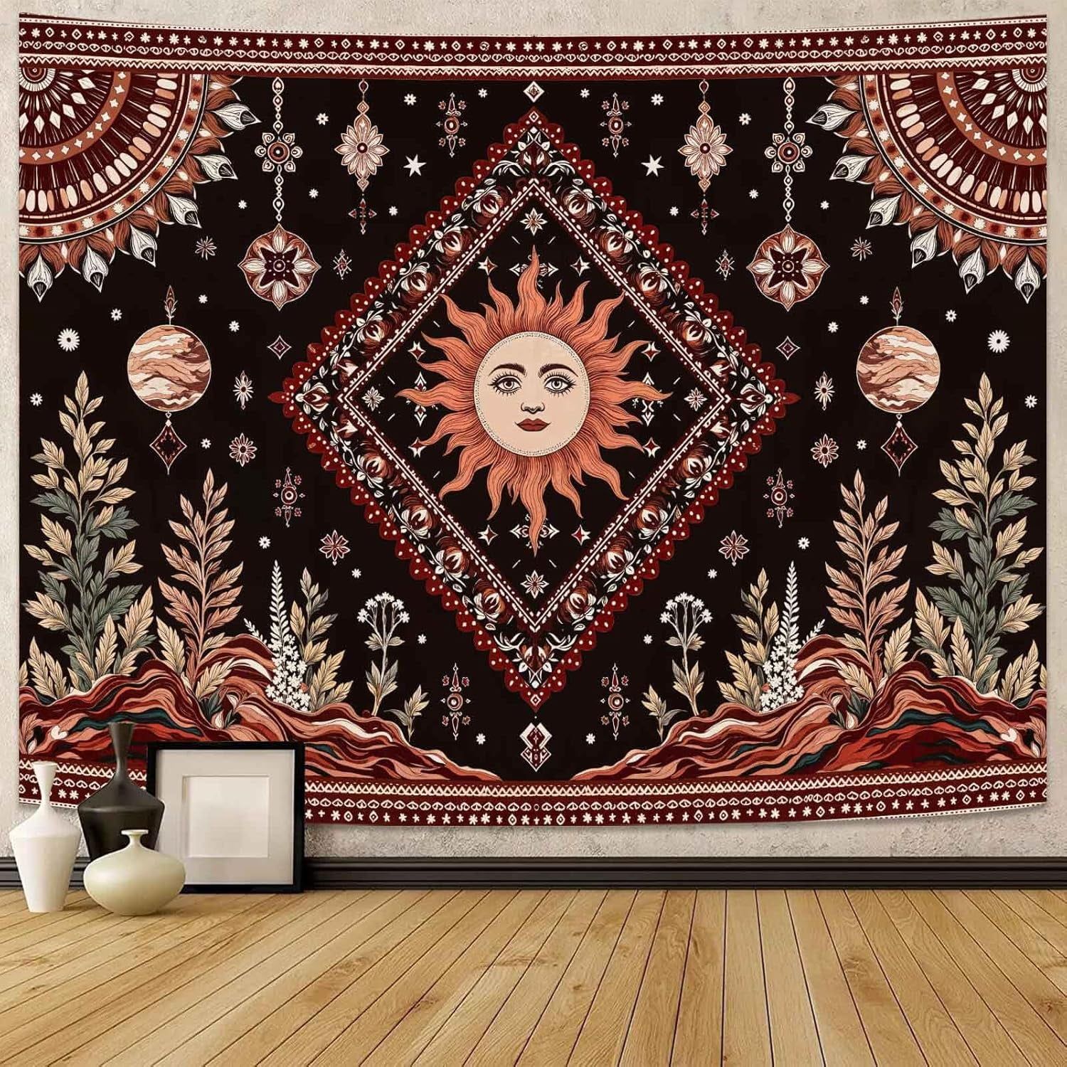 Bohemian Sun And Moon Wall Tapestry Celestial Landscape Wall Hanging 60 ...