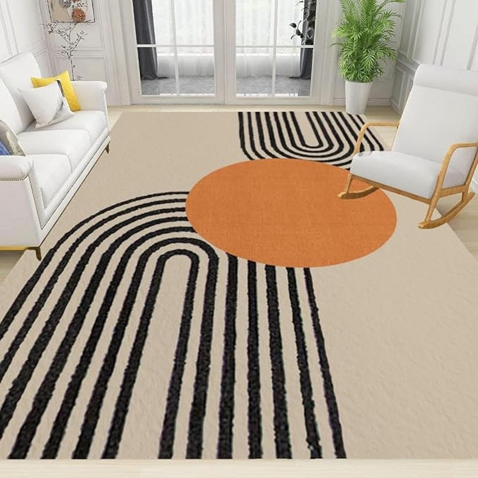 Bohemian Sun Art Area Rugs, Simple Medieval Black Arched Geometric ...