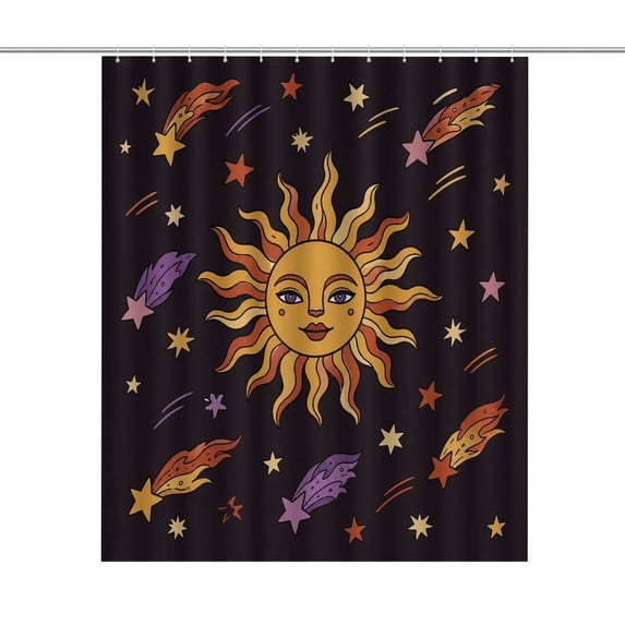 Bohemian Sun Face Shooting Star Print Shower Curtain,Cloth Fabric ...