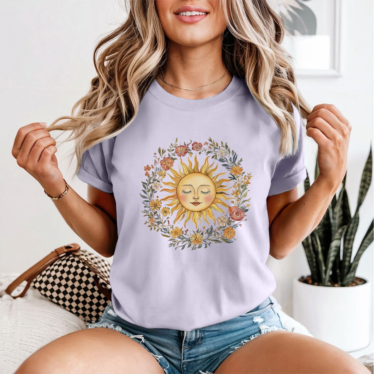 Bohemian Sun Floral Womens Tee Celestial Design - Walmart.com