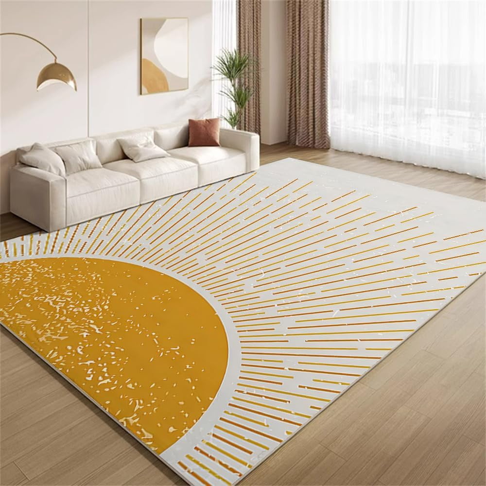 Bohemian Sun Rays Area Rugs 4x8 Rug Minimalist Mid Century Sun Rays ...