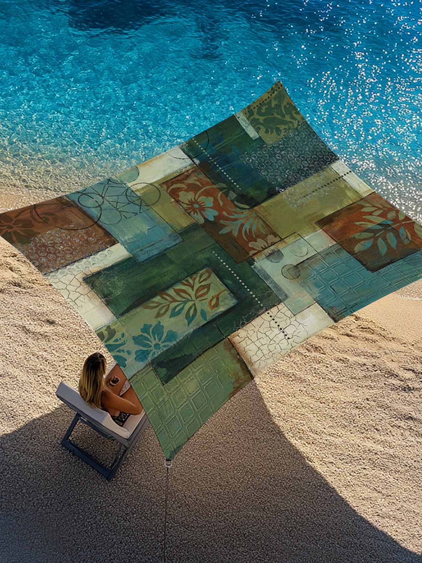 Bohemian Sun Shade Sail 14' x 18', Vintage Floral Texture Geometric ...