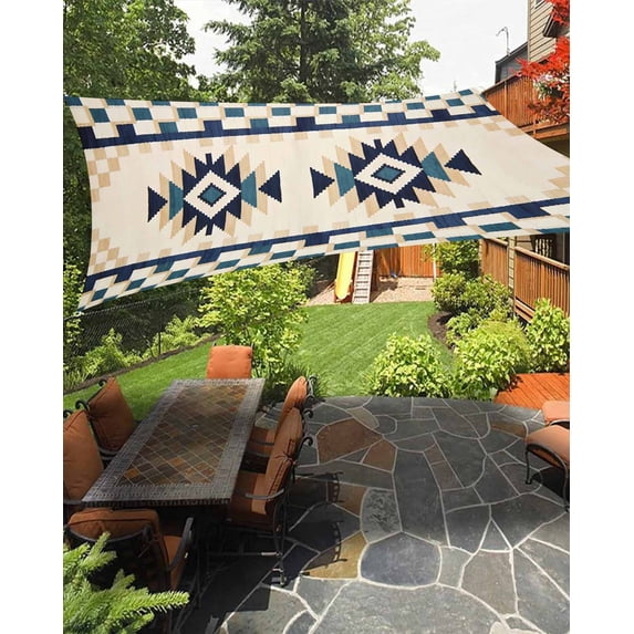 Bohemian Sun Shade Sail 6.5'X10' Retro Rhombus Tribal Style Boho ...