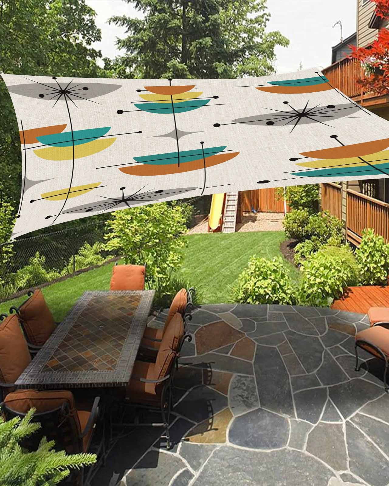 Bohemian Sun Shade Sail 6.5'X10' Turquoise Yellow Orange Color Block UV ...
