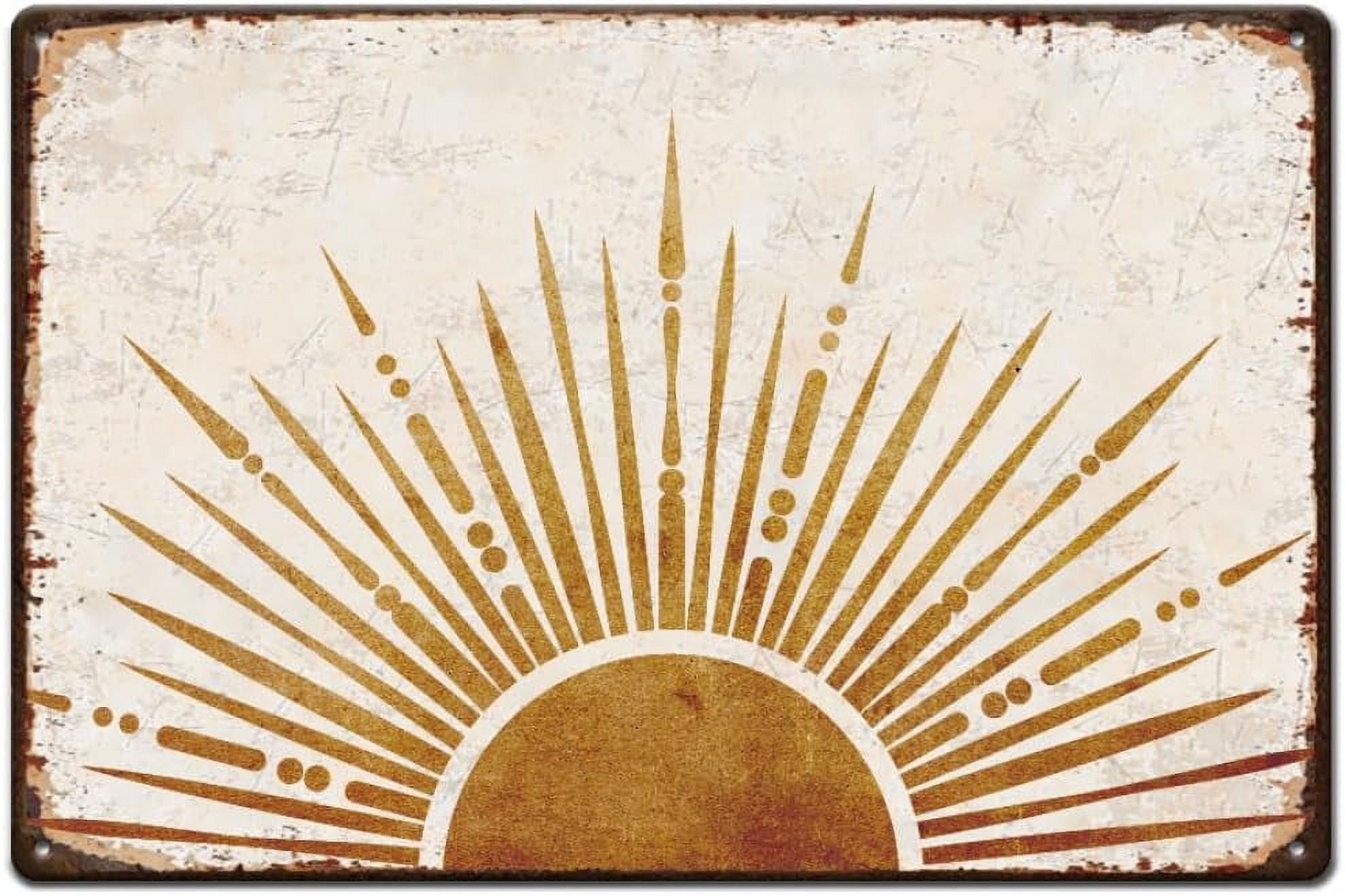 Bohemian Sun Tin Sign Boho Style Metal Tin Signs Glittering Sun Funny ...