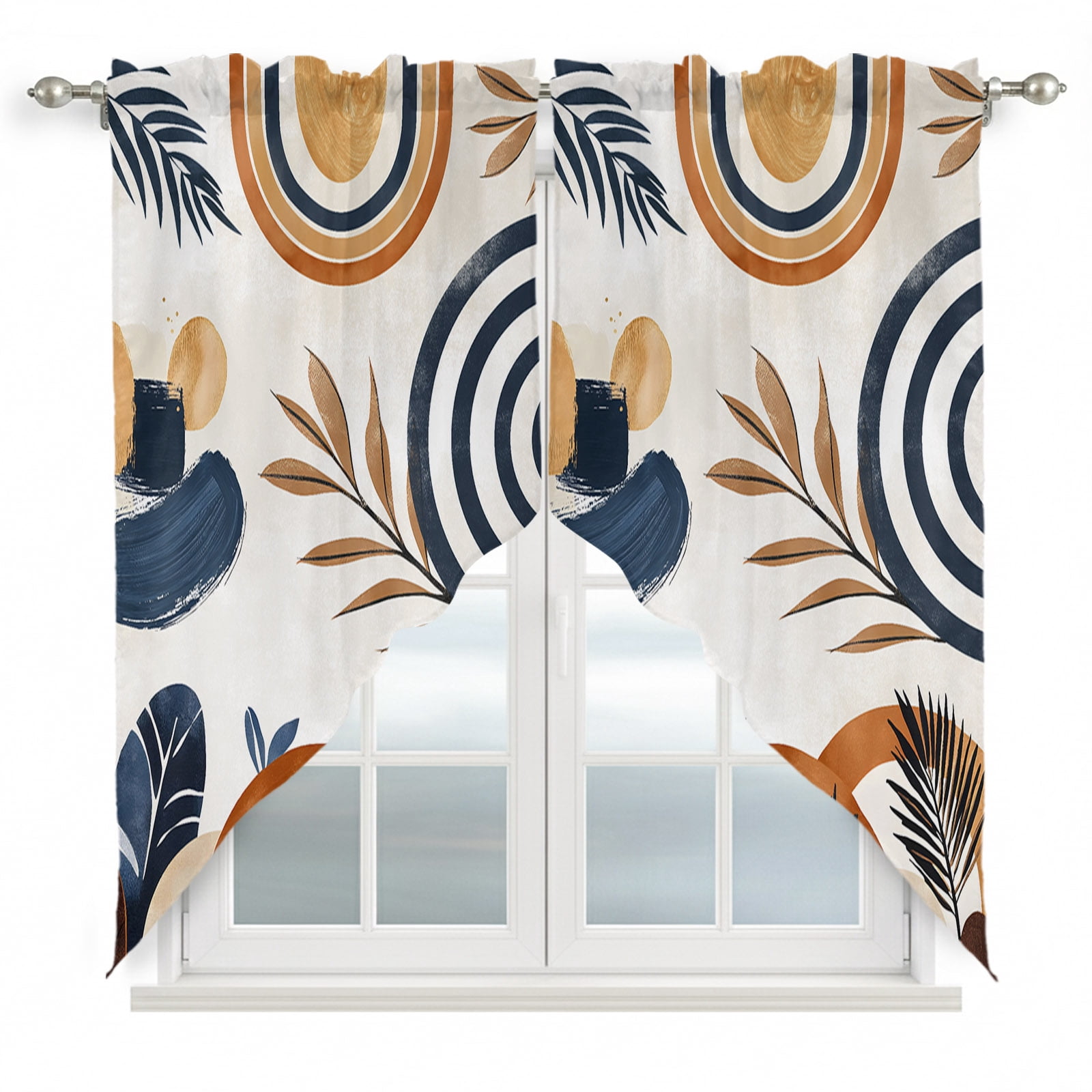 Bohemian Swag Curtain Valance for Window 2 Panels Boho Nordic Art ...