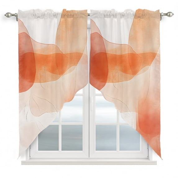 Bohemian Swag Curtain Valance for Window 2 Panels Boho Orange Color ...