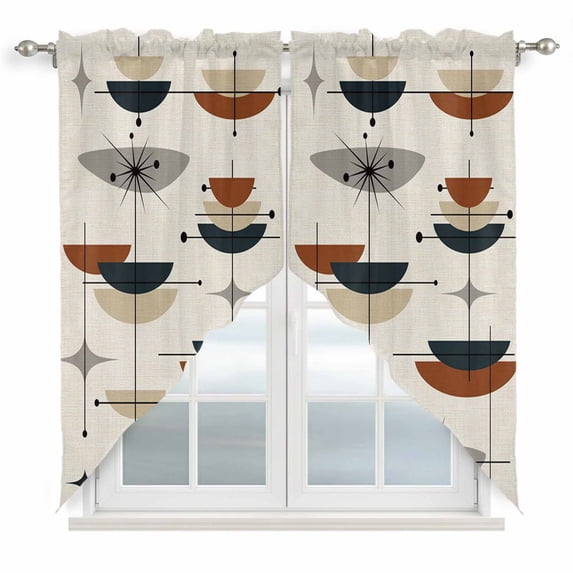 Bohemian Swag Curtain Valance for Window 2 Panels Orange Navy Blue ...