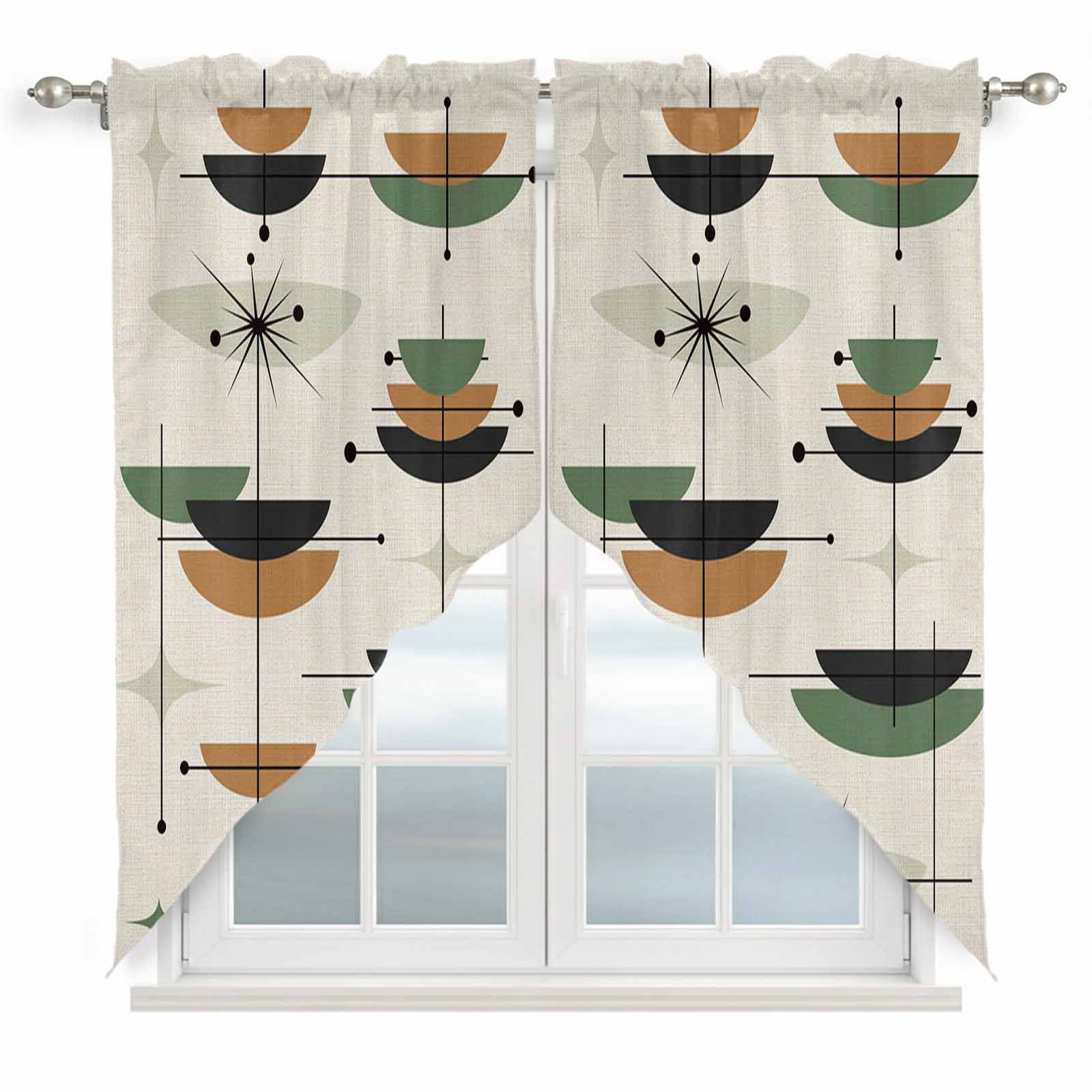 Bohemian Swag Curtain Valance for Window 2 Panels Orange Navy Blue ...