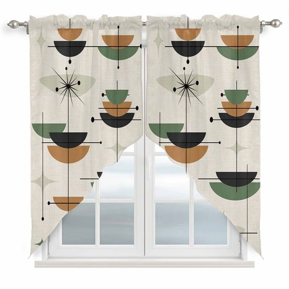 Bohemian Swag Curtain Valance for Window 2 Panels Orange Navy Blue ...