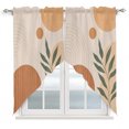 Bohemian Swag Curtain Valance for Windows, Abstract Green Leaf Beige ...