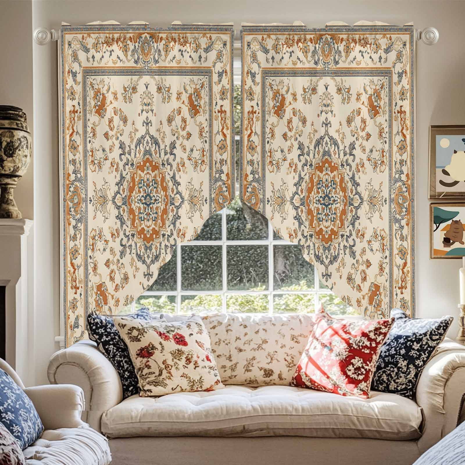 Bohemian Swag Curtain Valance for Windows, Ethnic Vintage Oriental ...