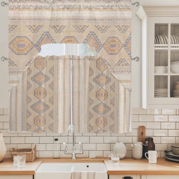 Bohemian Swag Curtains Valance and Tier Set, Traditional Ethic Pattern ...
