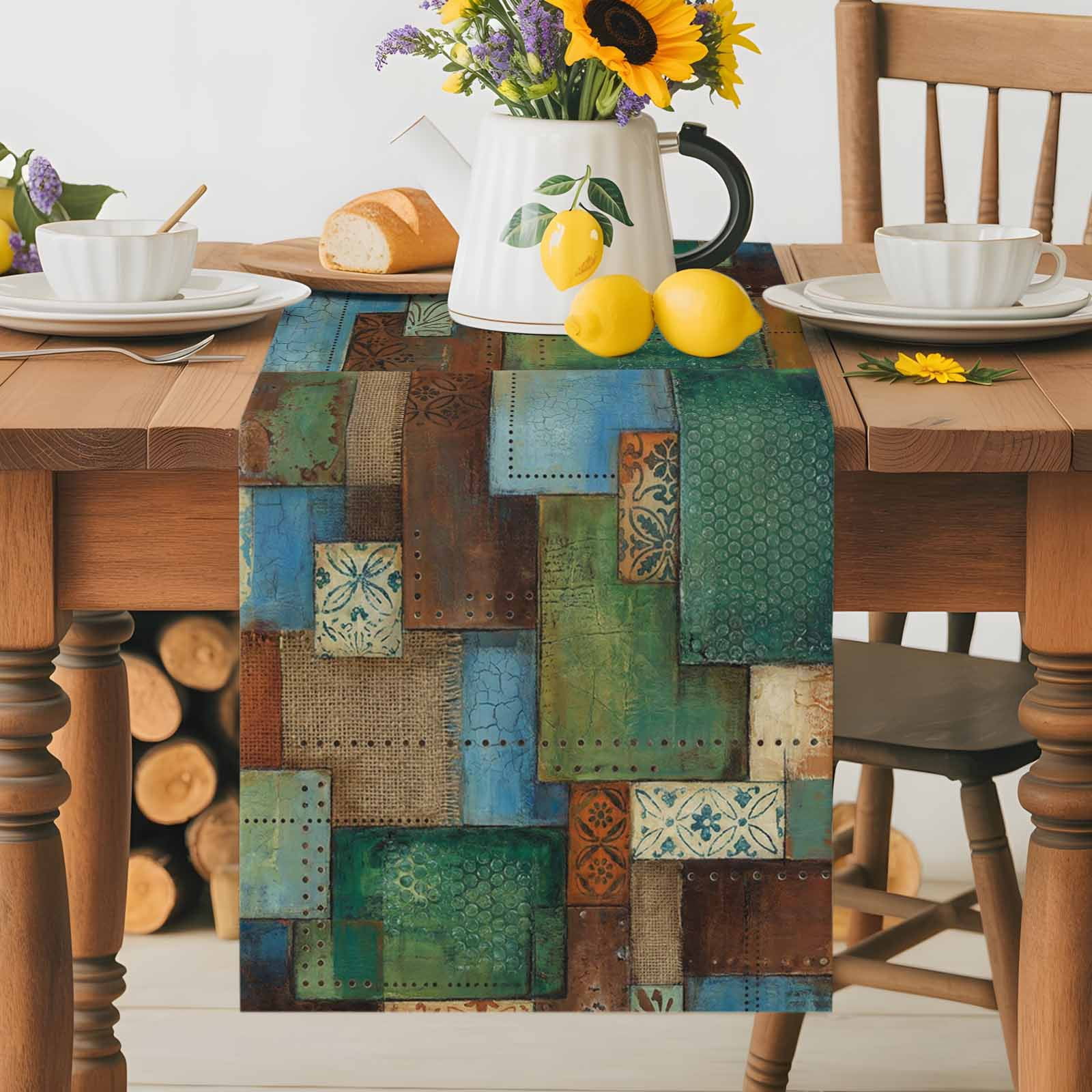 Bohemian Table Runner 13x48 Inch Modern Mottled Art Prints Geometric ...