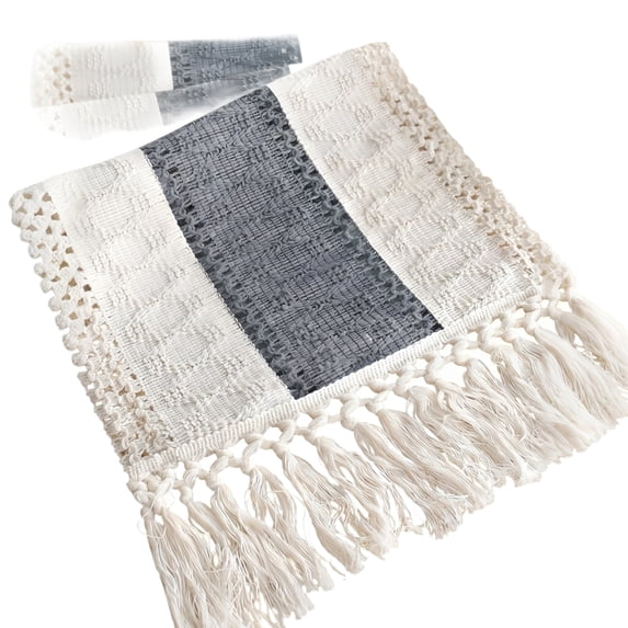 Bohemian Table Runner and Placemats Set with Tassel Edge Woven ...