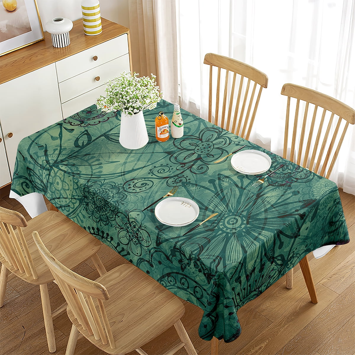 Bohemian Tablecloth Rectangular Ethnic Exotic Retro Style Tablecloth r ...