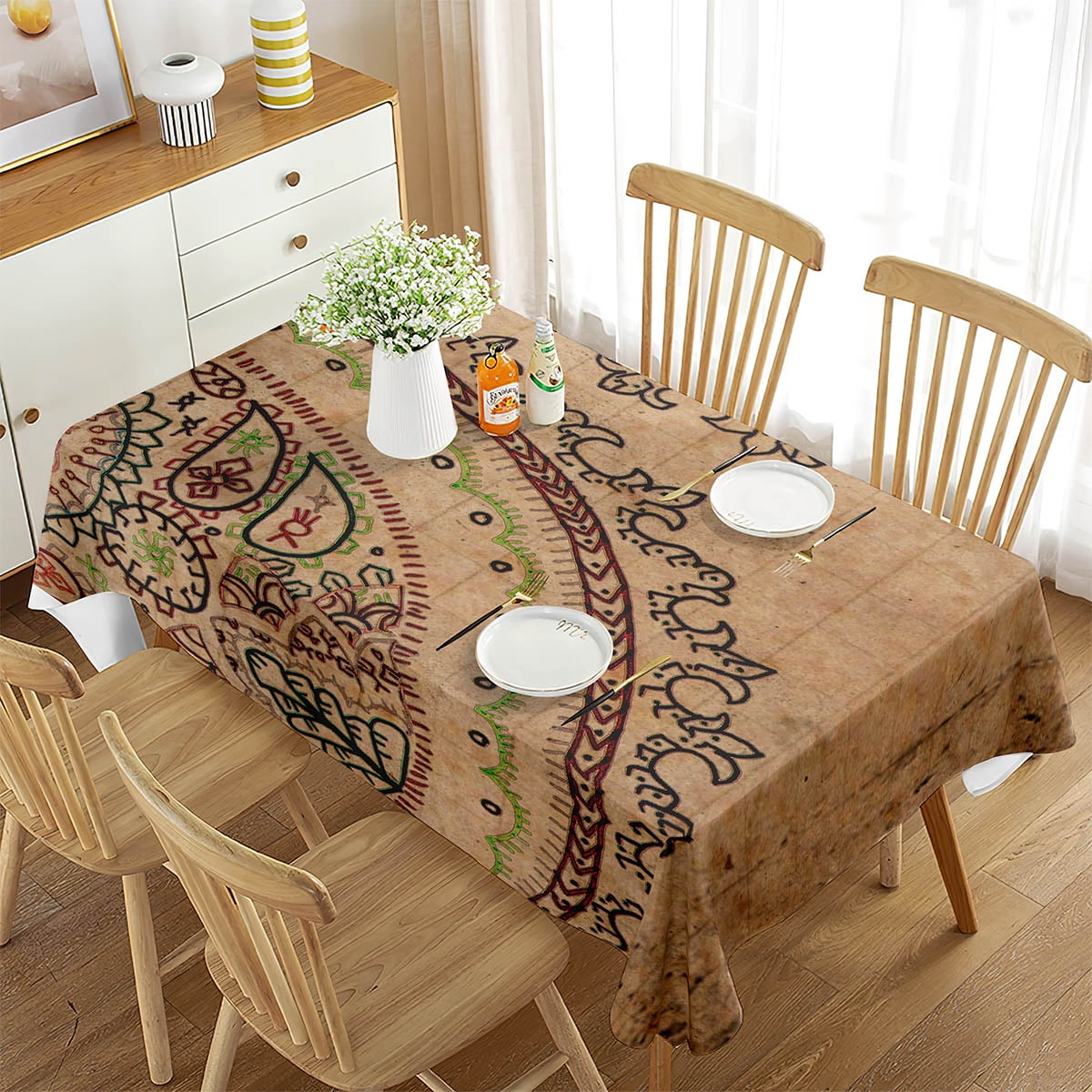 Bohemian Tablecloth Rectangular Ethnic Exotic Retro Style Tablecloth r ...