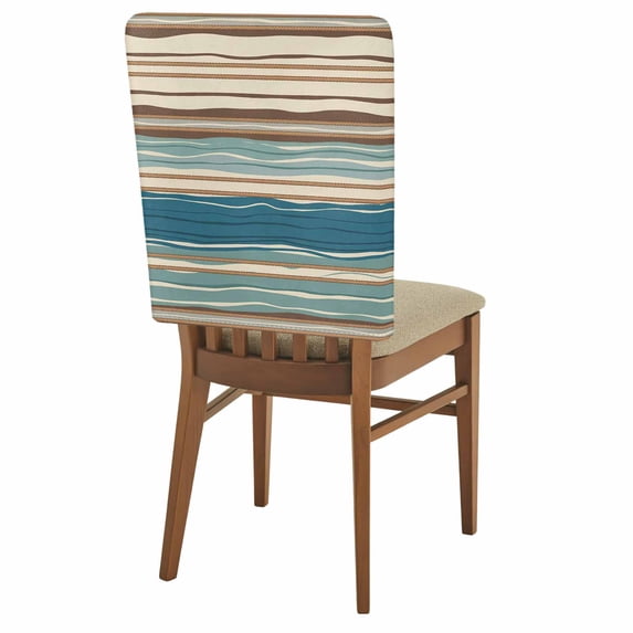 Bohemian Teal Chair Back Covers Set of 8, Brown Stripe Retro Wave Line ...