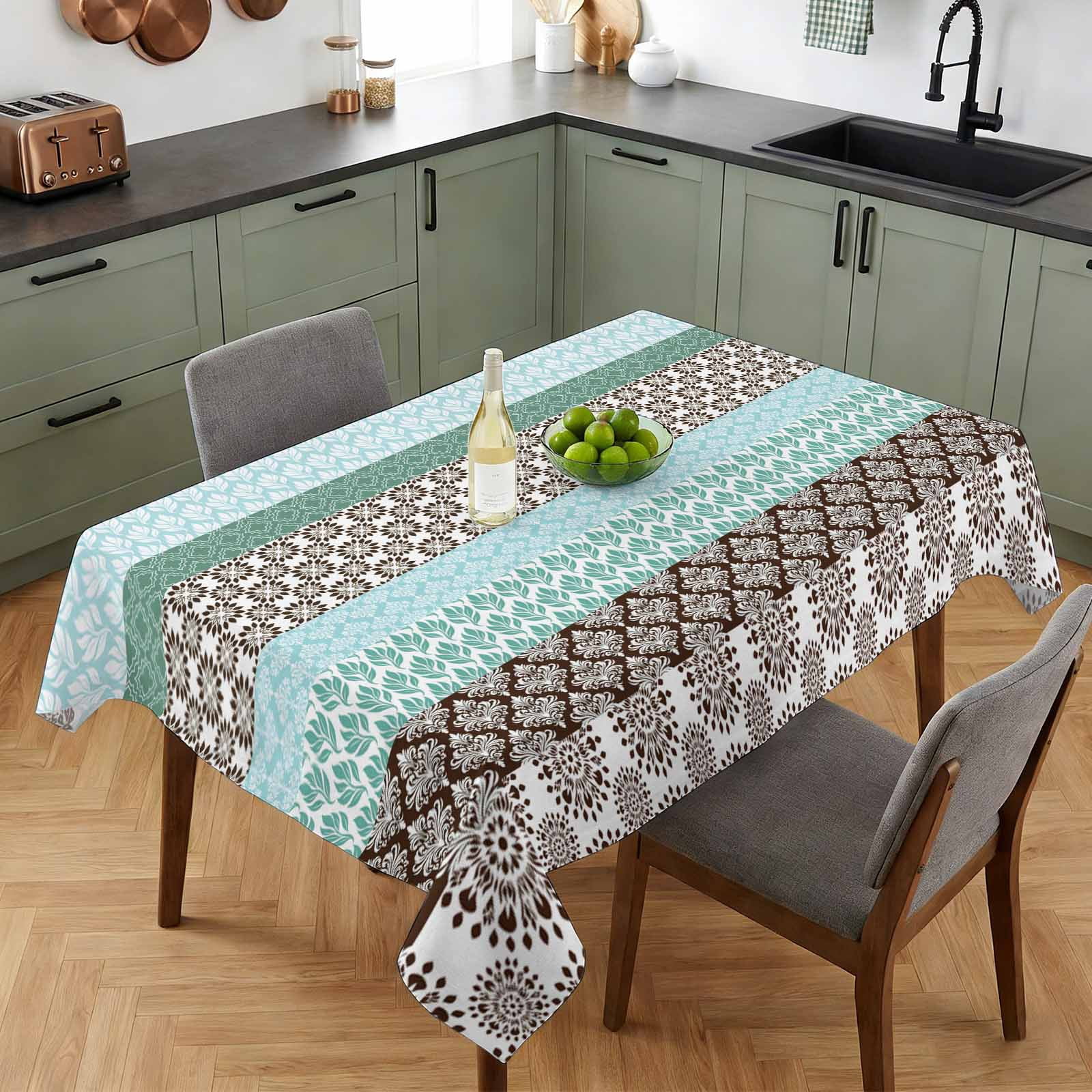 Bohemian Teal Geometric Stripes Table Cloth 52x70in, Waterproof ...