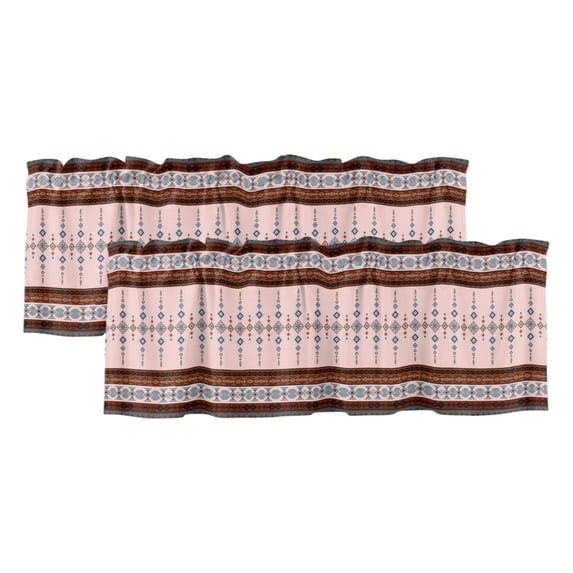 Bohemian Texture 2 Panels Kitchen Valance, Abstract Geometric National ...